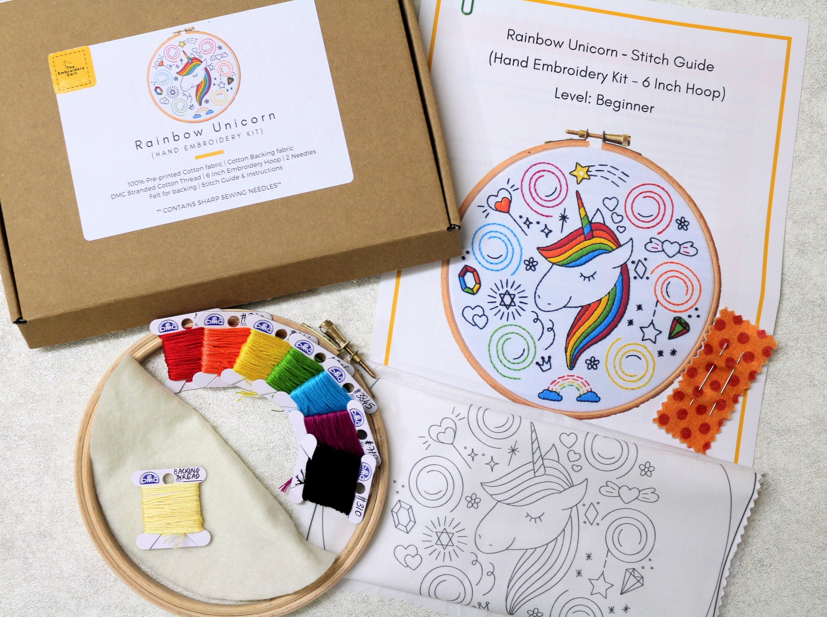 Rainbow Unicorn Embroidery Kit — The Embroidery Cart