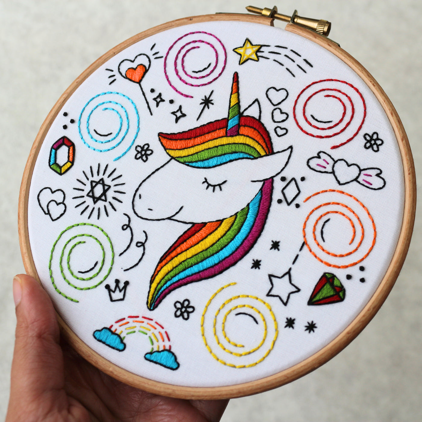 Rainbow Unicorn Embroidery Kit — The Embroidery Cart