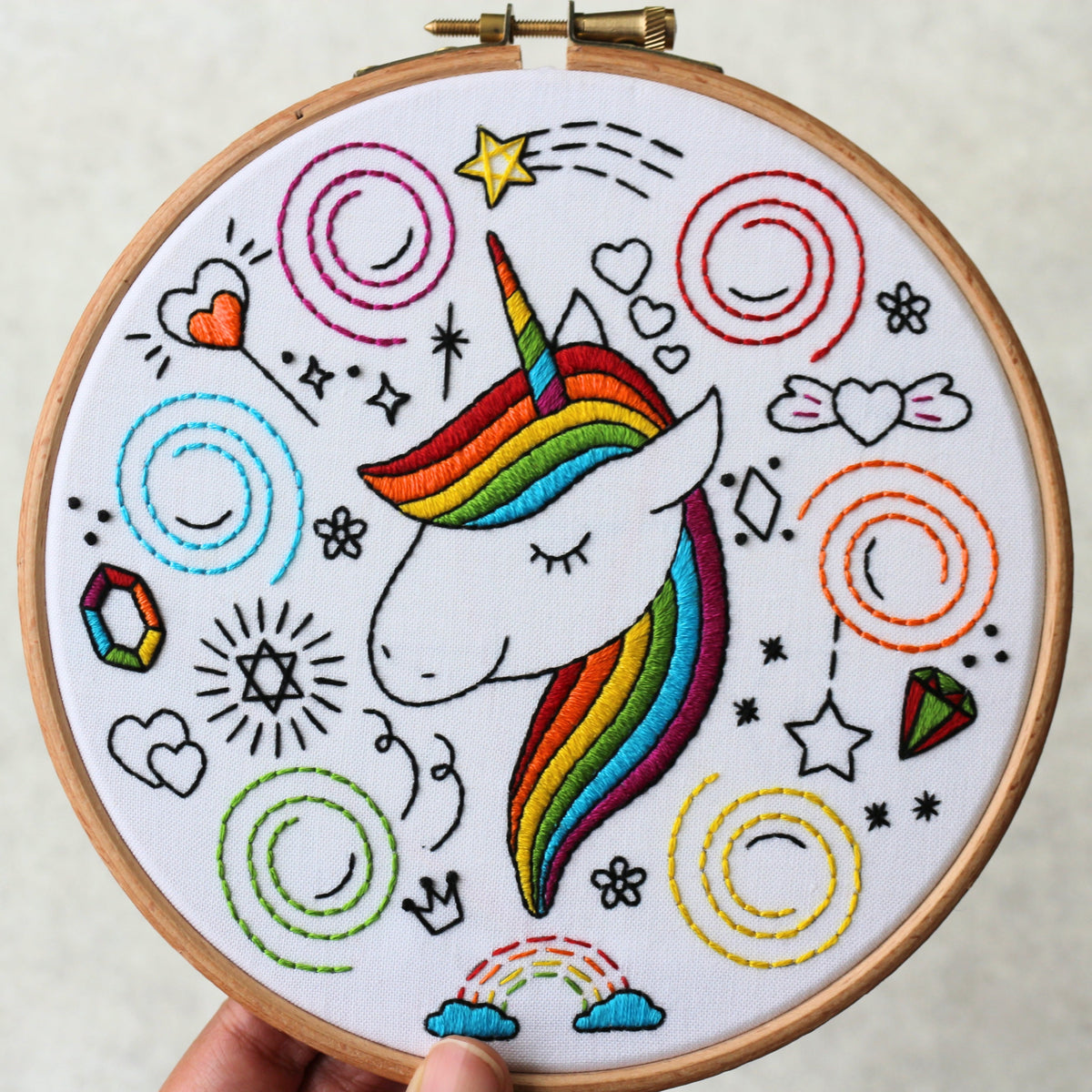 Rainbow Unicorn Embroidery Kit — The Embroidery Cart