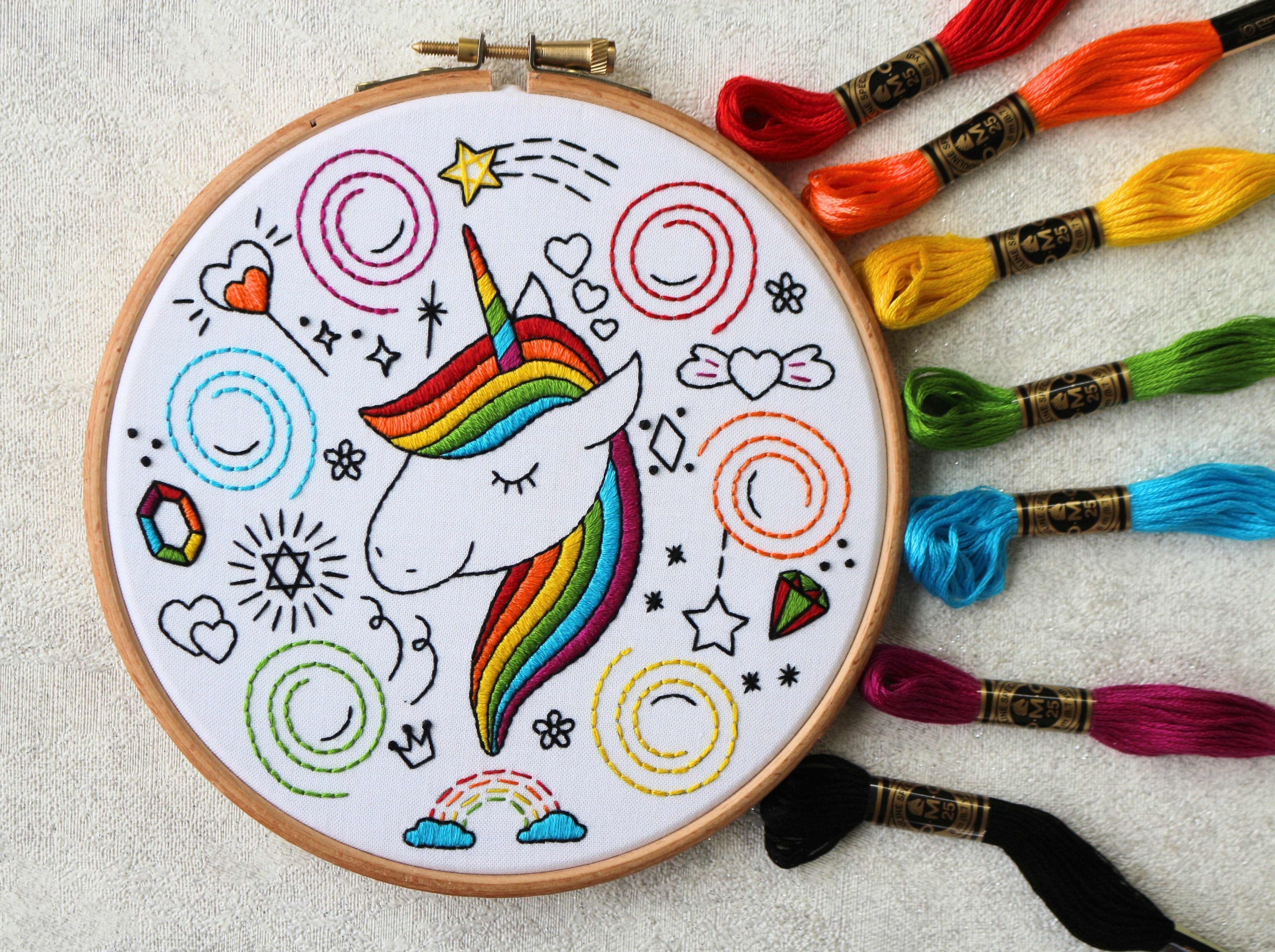 Rainbow Unicorn Embroidery Kit — The Embroidery Cart